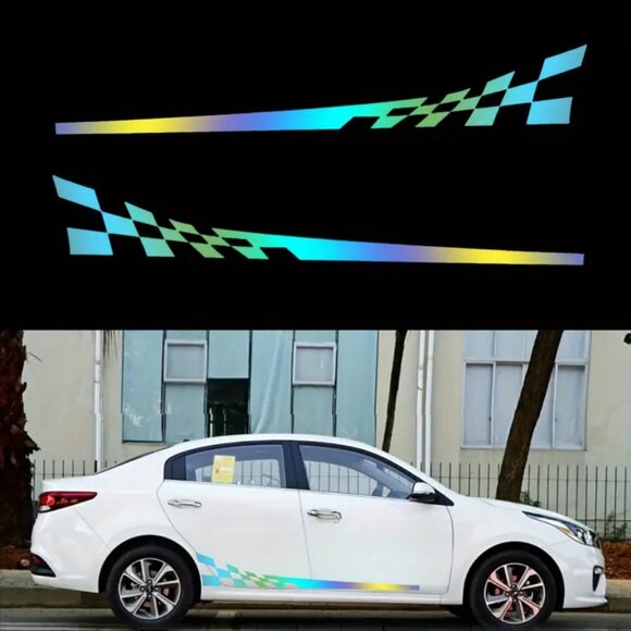 Other | 910 772 Racing Checkered Flag Side Holographic Reflective ...